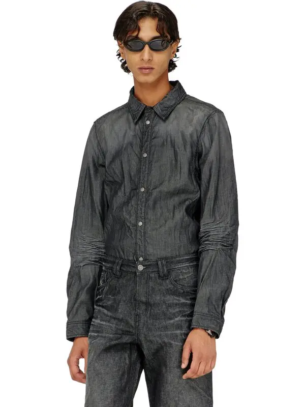 DIESEL® Shirt In Creased Denim - Grey