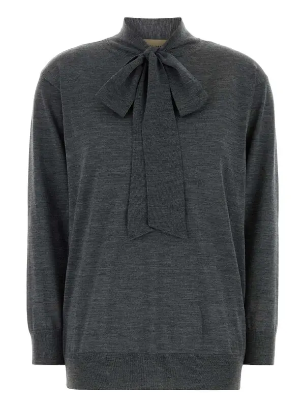 Valentino Garavani Dark Grey Wool Oversize Sweater - Gray