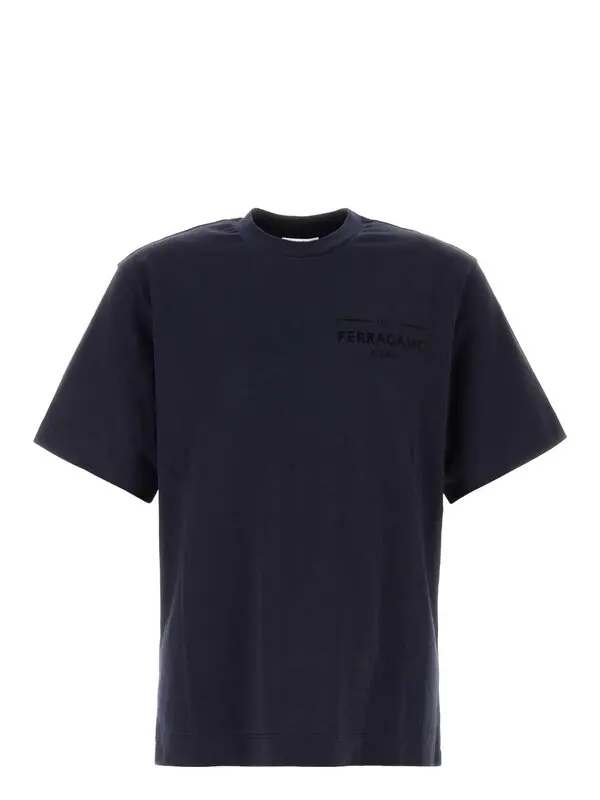 FERRAGAMO Navy Cotton T-shirt - Blue