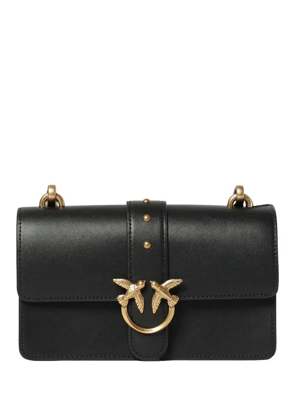 Pinko Love One Classic Smooth Leather Mini Crossbody Bag - Black 1