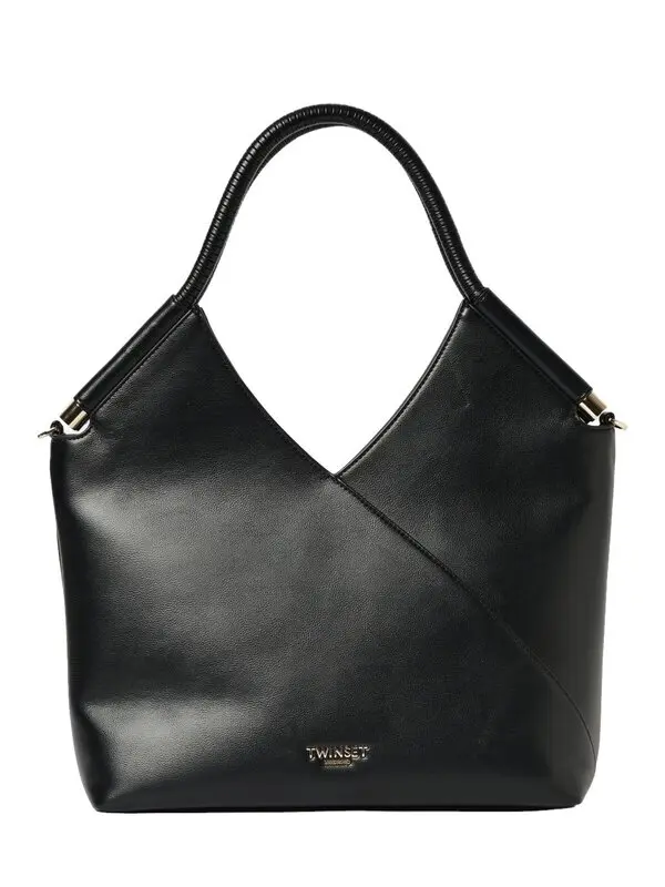 TWINSET Synthetic Leather Shoulder Bag With Double Tubular Handle - Black