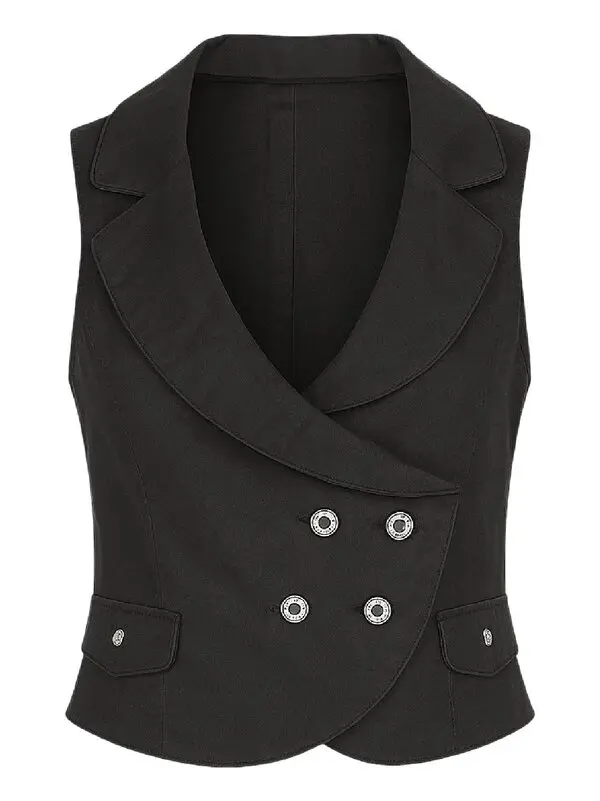 CONQUISTA Double-breasted Tailored Vest - Black