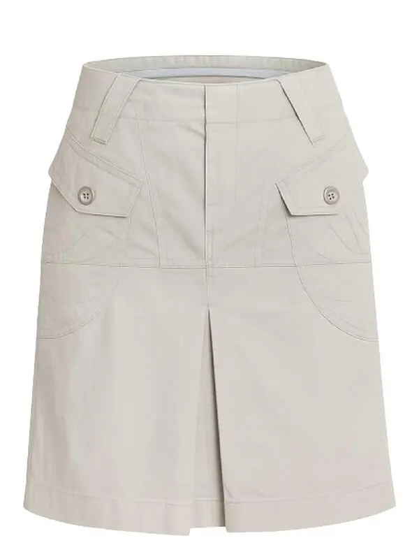 CONQUISTA Neutrals Cotton Gabardine Skirt With Buttoned Pockets - Gray