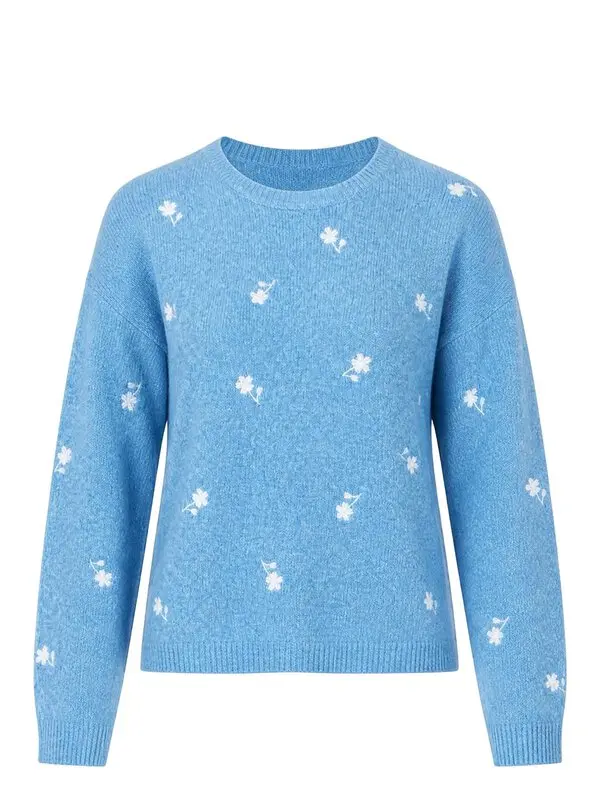 YUMI Daisy Embroidered Relaxed Jumper - Blue