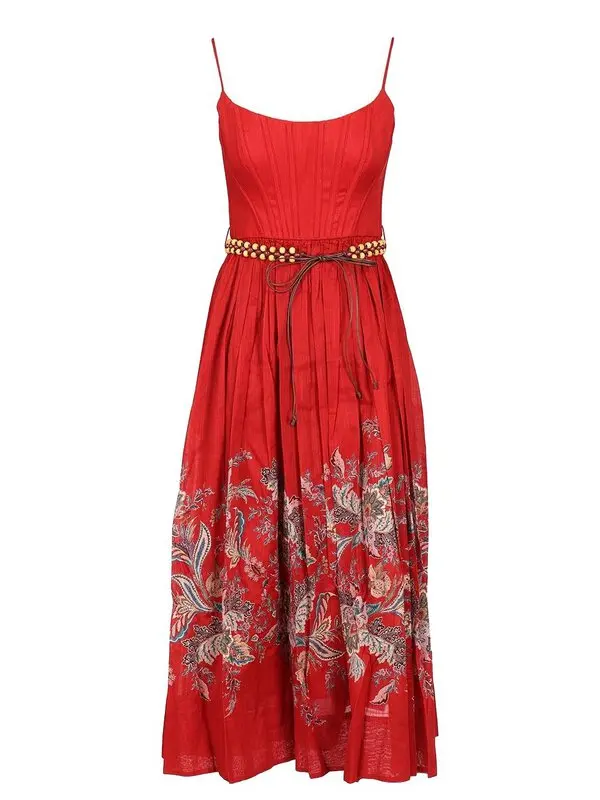 Zimmermann Rhiannon Corset Midi Dress - Red