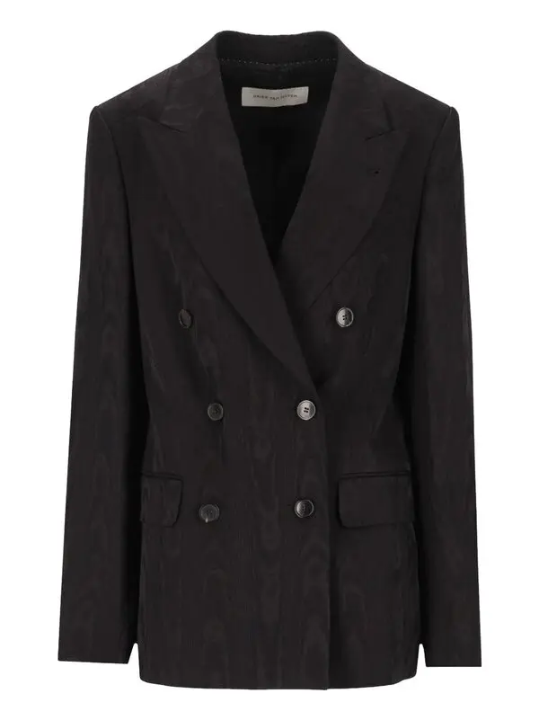Dries Van Noten Barrysta Moiré Double-breasted Blazer - Black