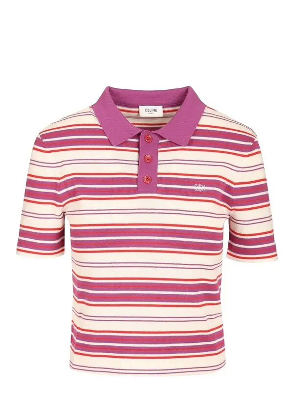 Celine Knitted Cotton Polo Shirt - Multicolor