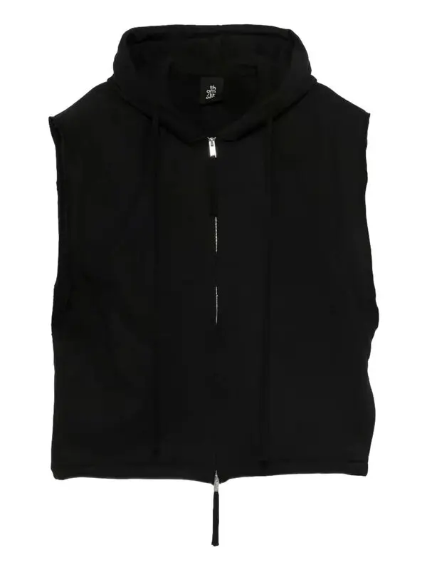 THOM KROM Raw-edge Zip-up Hoodie - Black