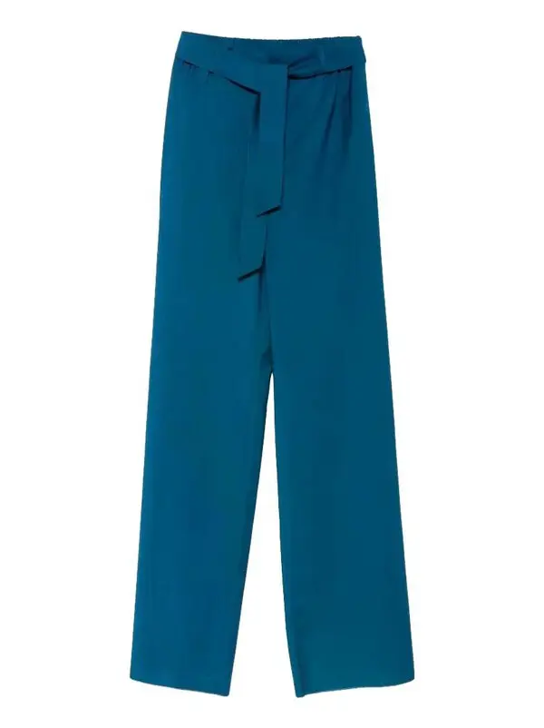 Max Mara Belted Wide-leg Wool Trousers - Blue