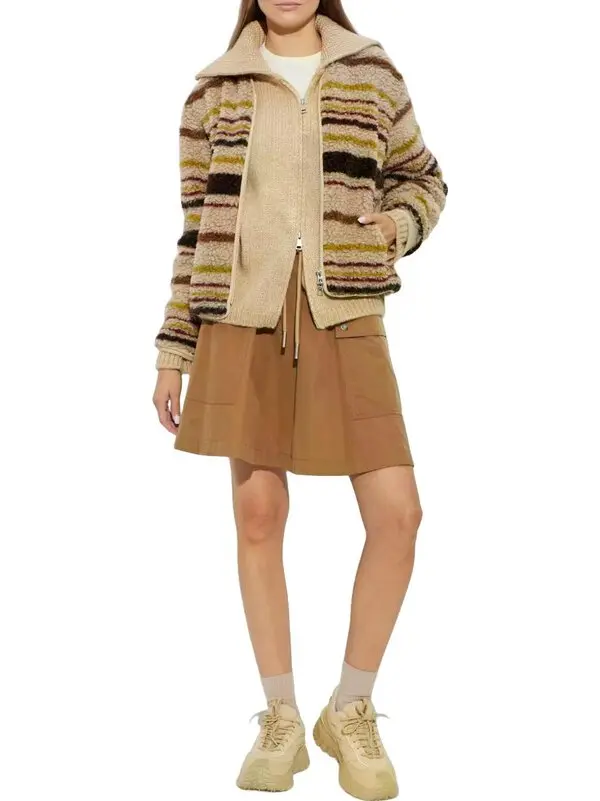 Moncler Striped Fleece Jacket - Brown