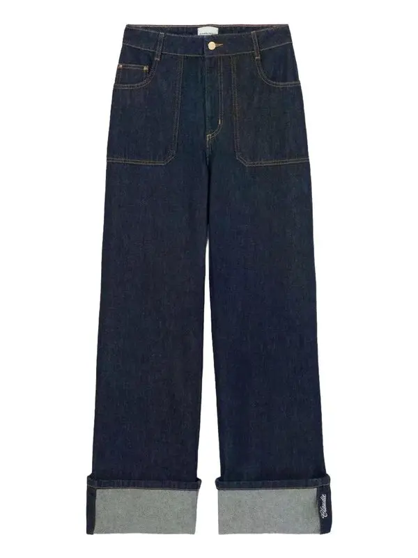 Claudie Pierlot Wide-leg Jeans Embroidered Cuffs - Blue