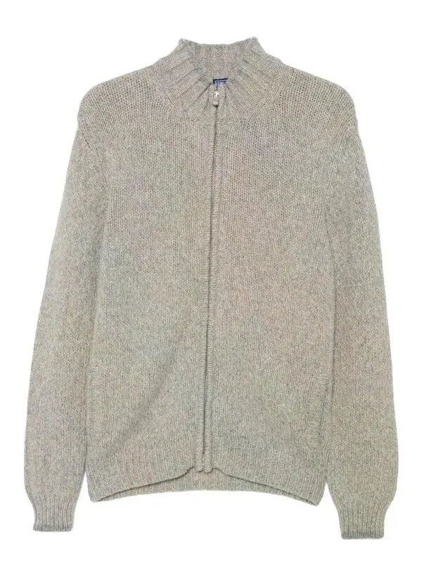 Fedeli Zip-fastening Chunky-knit Cardigan - Grey