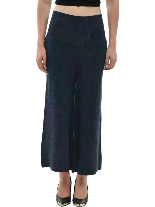 Stella McCartney High-waisted Ribbed-knit Trousers - Blue