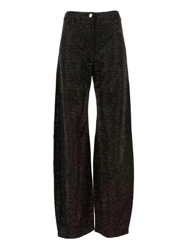 Elisabetta Franchi Balloon Denim Jeans With Rhinestones - Black