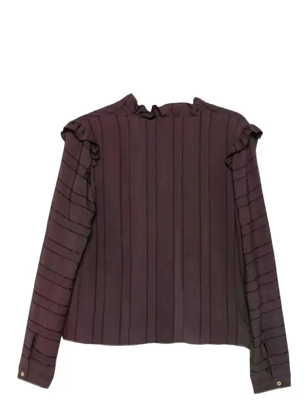 KRISTINA TI Striped Ruffled Blouse - Brown