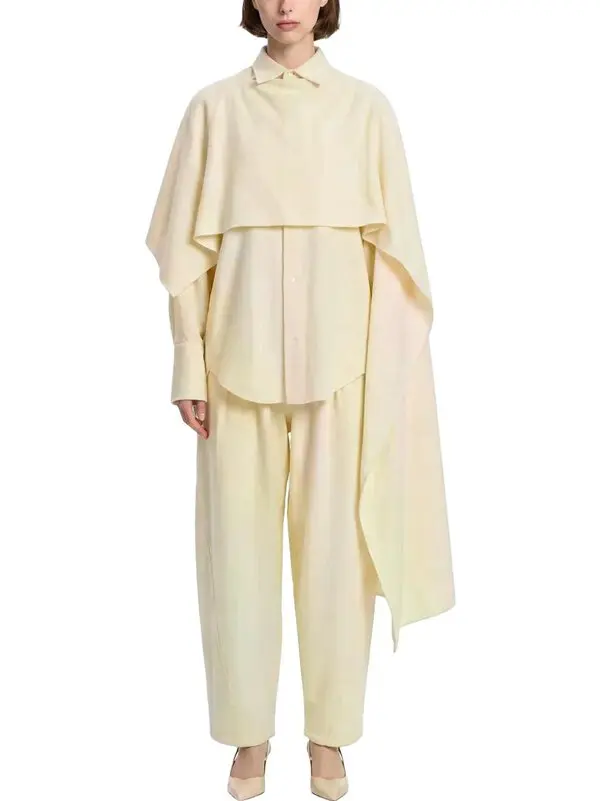 DARKPARK Asymmetrical Draped Shirt With Detachable Scarf - Neutrals