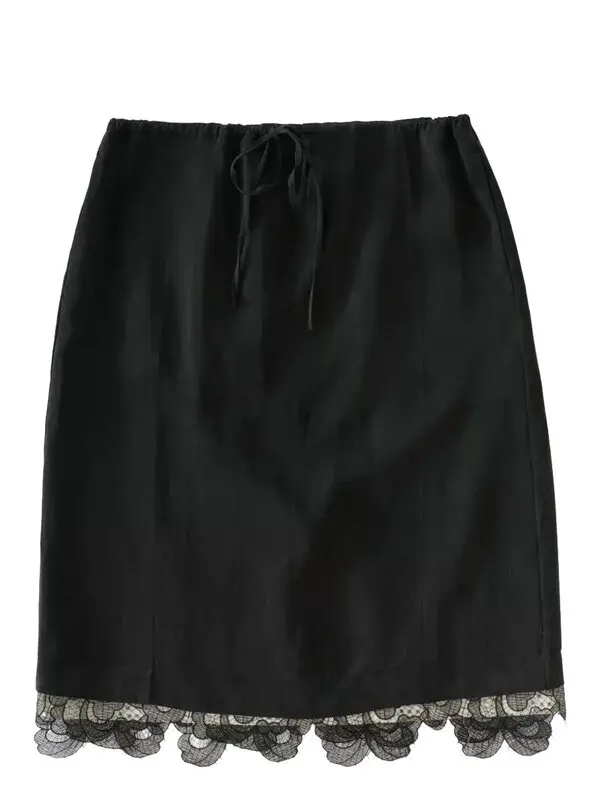 Studio Nicholson Alder Lace-hem Midi Skirt - Black