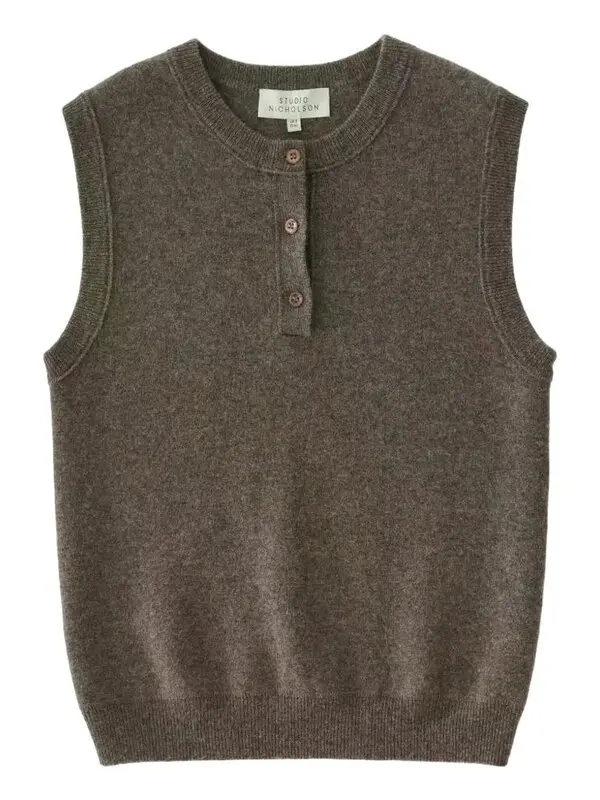 Studio Nicholson Aurel Half-placket Vest - Brown
