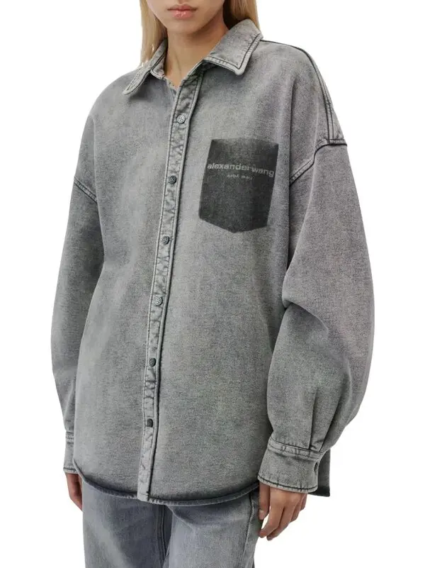 Alexander Wang Shadow Pocket Button Down Shirt - Grey