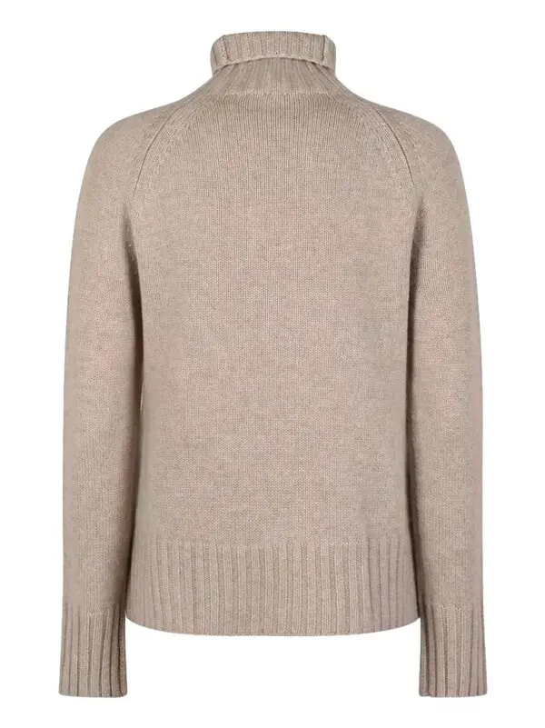 Max Mara Ribbed-knit Roll-neck Sweater - Neutrals