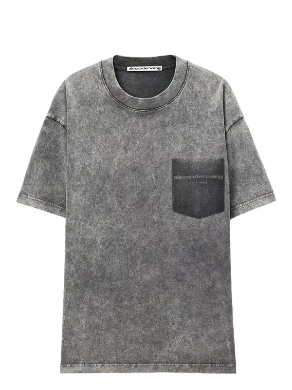Alexander Wang Short Sleeve Tee W/ Shadow Pocket Graphic - Grey