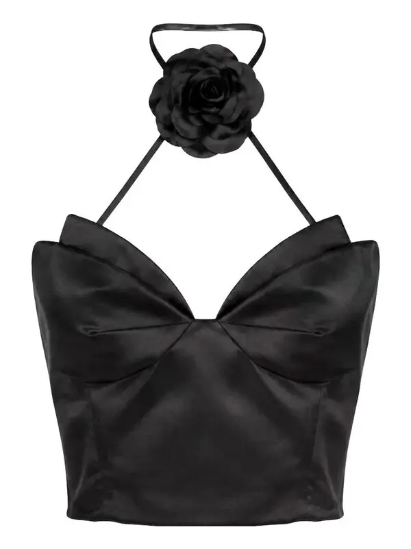 Philipp Plein Flower-detail Halterneck Top - Black