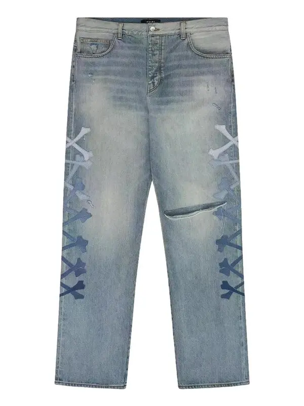 Amiri Gradient Bones Straight-leg Jeans - Blue