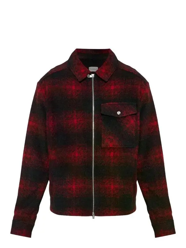 Moncler Check Logo-patch Shirt Jacket - Red