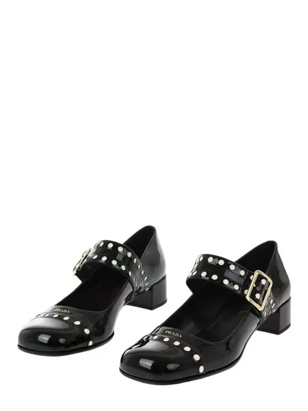 Prada Mary Jane Patent-leather Pumps - Black