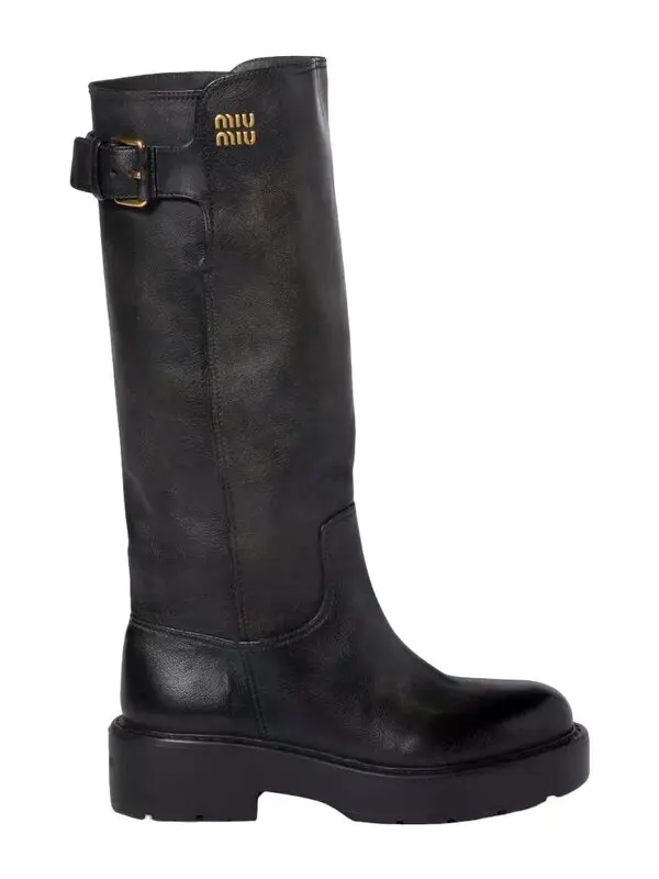 Miu Miu Leather Boots - Black
