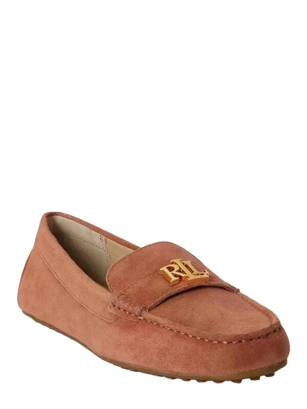 Ralph Lauren Barnsbury Logo-plaque Suede Ballet Flats - Red
