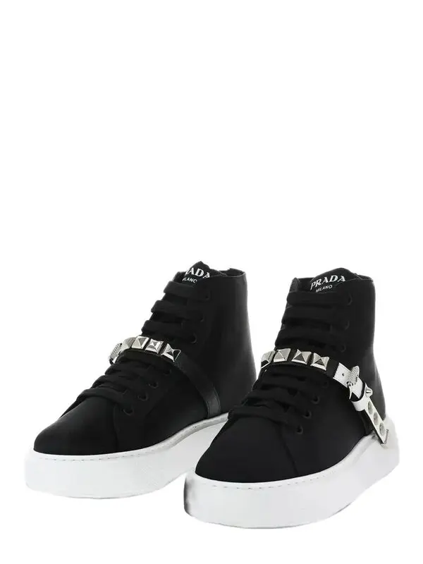 Prada Studded High-top Sneakers - Black