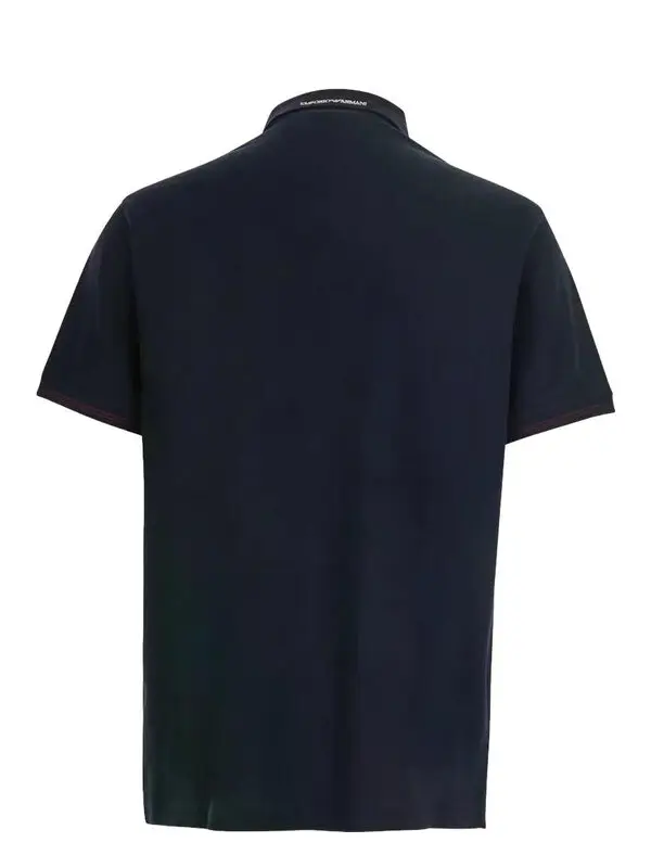 Emporio Armani Logo-embroidered Tipped Polo Shirt - Blue