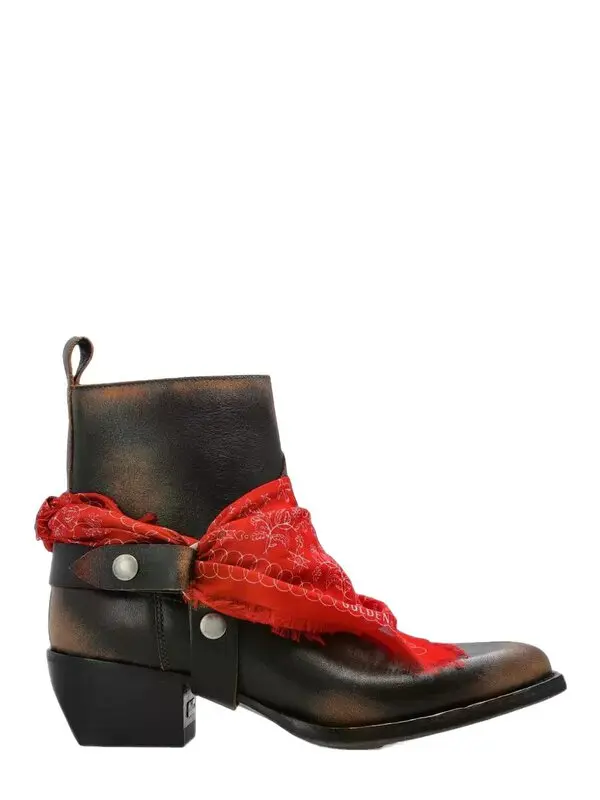 GOLDEN GOOSE Debbie Boots In Leather With Removable Buckle And Bandana - Black