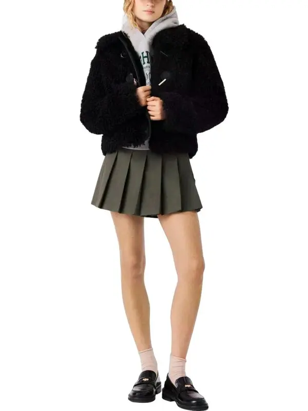 Maje Curly Faux Fur Jacket - Black