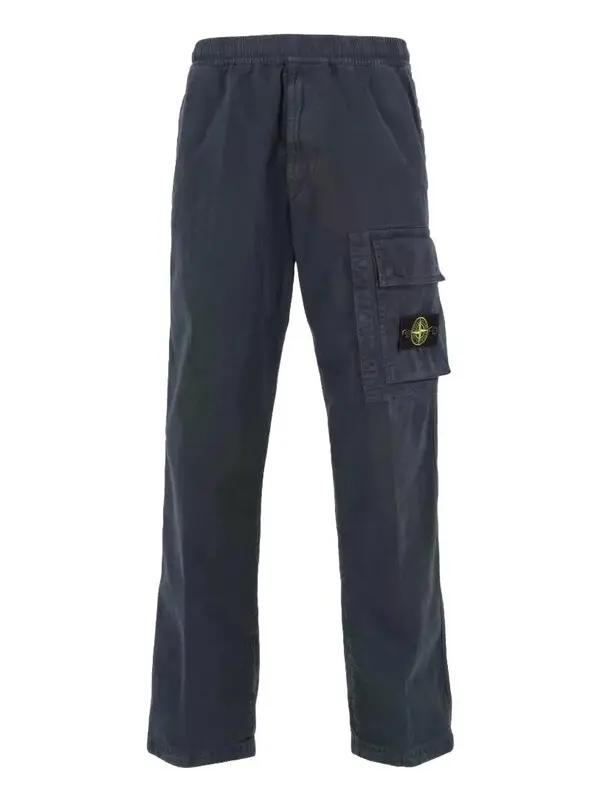 Stone Island 3100036 Stretch Organic Broken Twill Cotton 'old' Effect Loose-fit Joggers With Drawstring Cuffs - Blue