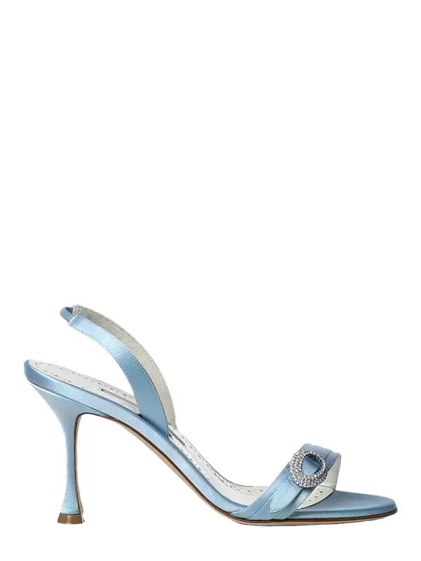 Manolo Blahnik Zutosan Crystal-buckle Slingback Sandals - Blue