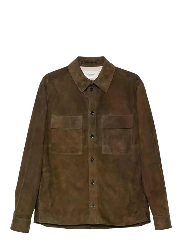 Agnona Suede Panelled Jacket - Brown