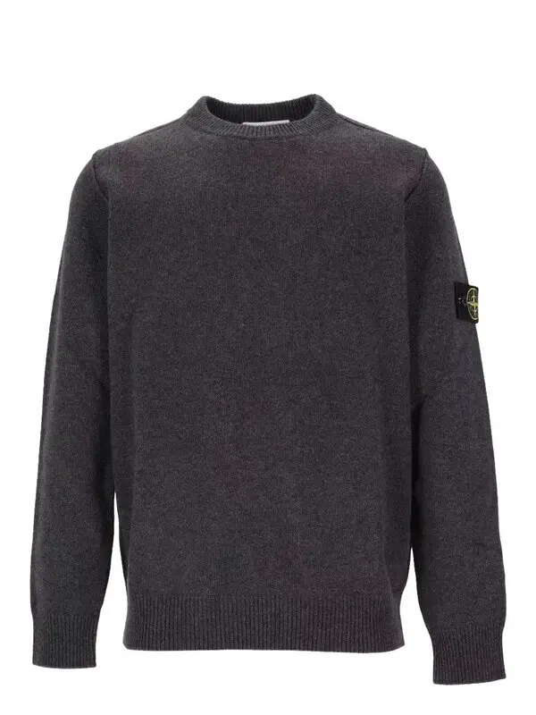 Stone Island Logo-patch Wool Sweater - Grey