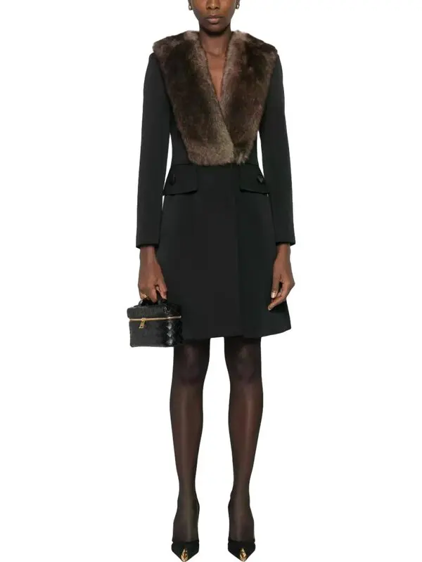 Valentino Garavani Faux-fur Collar Coat - Black