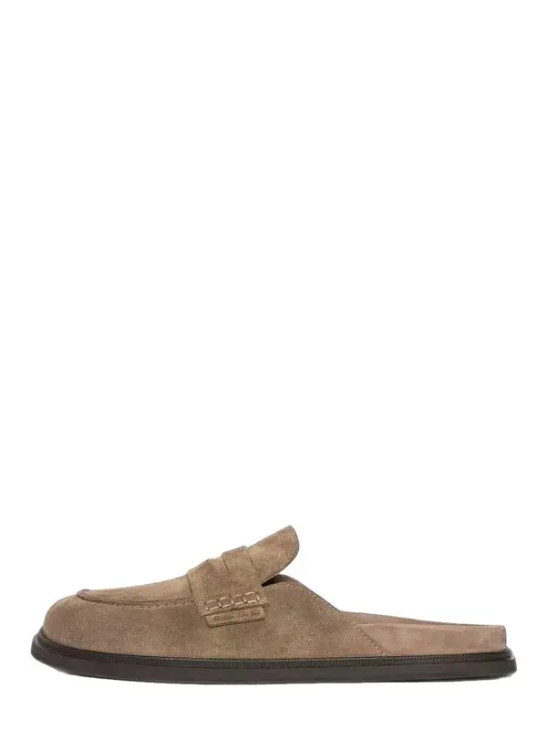 Manière De Voir Suede Loafer Mules - Neutrals