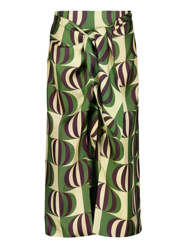 PAULA Ivy Modernchess Wrap Midi Skirt - Green