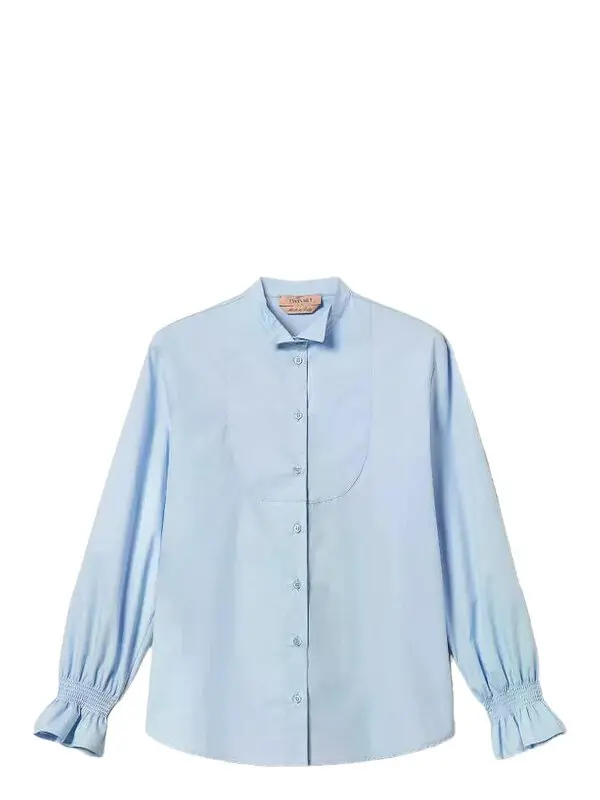 TWINSET Poplin Shirt With Ruffles - Blue