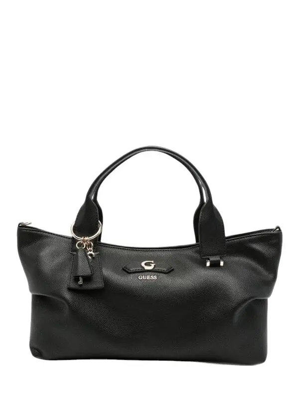 Guess Logo-plaque Pebbled Tote Bag - Black