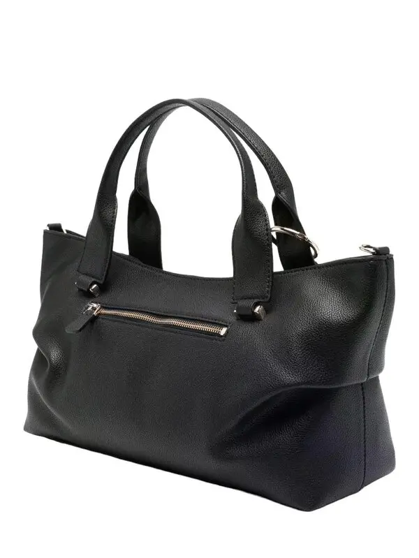 Guess Logo-plaque Pebbled Tote Bag - Black
