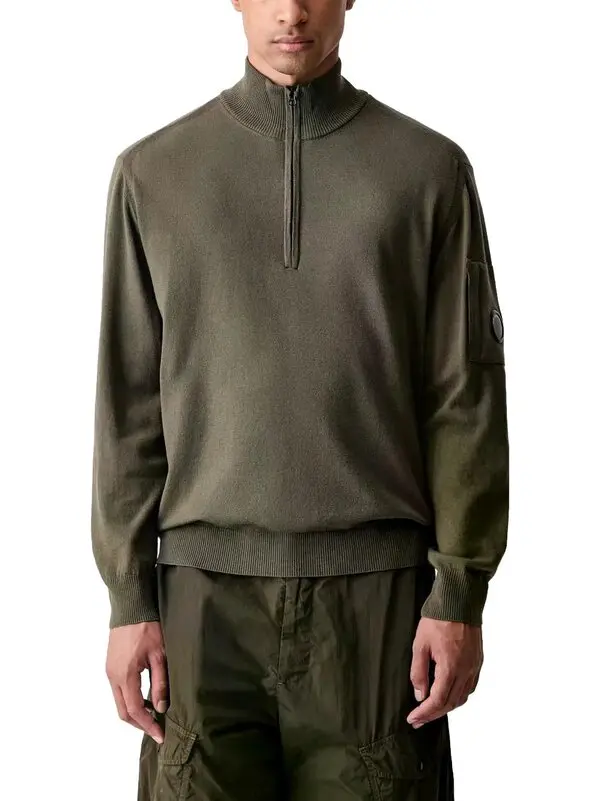 C.P. COMPANY Lens-detail Half-zip Sweater - Green