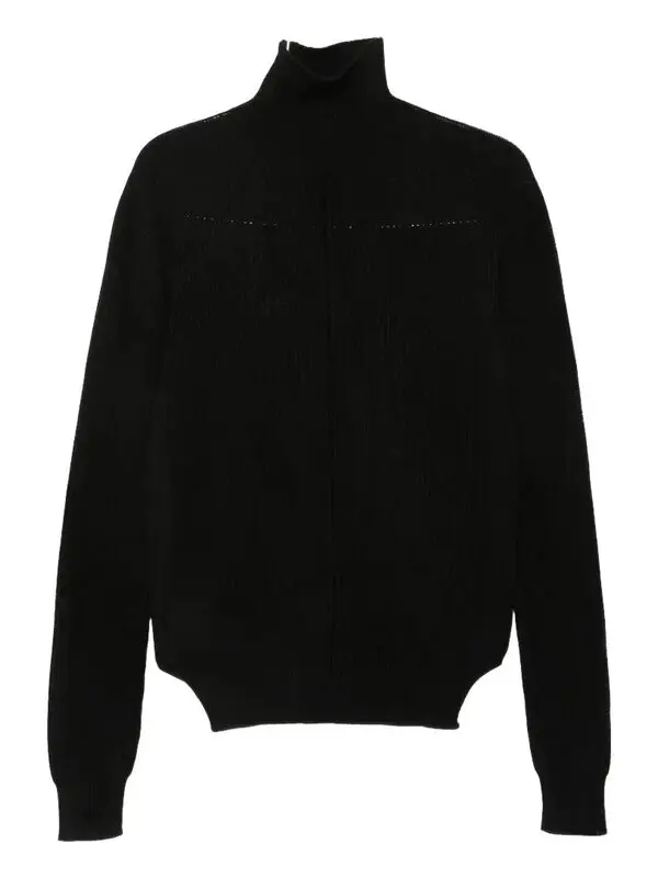 Rick Owens Fisherman Ribbed-knit Roll-neck Sweater - Black