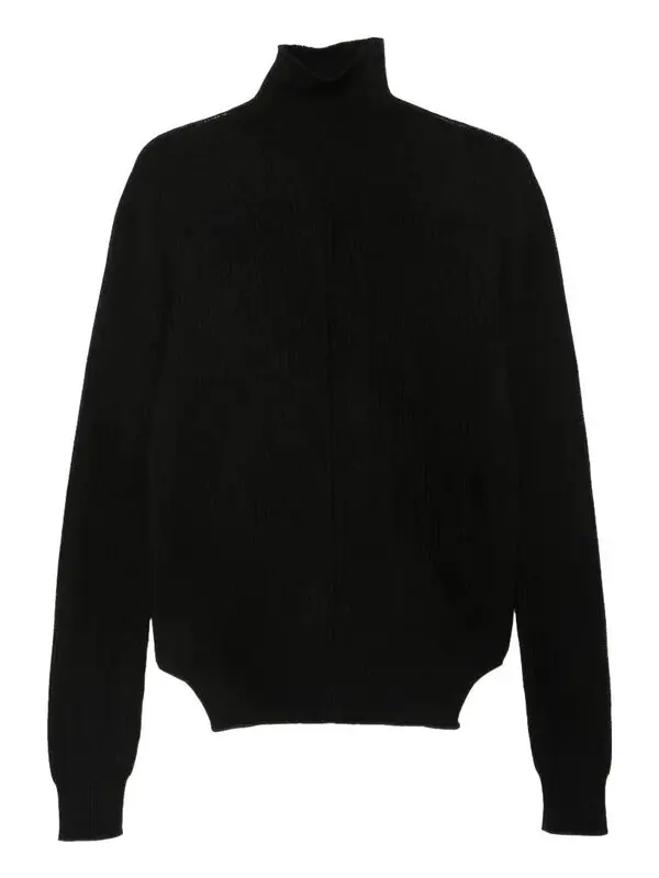 Rick Owens Fisherman Ribbed-knit Roll-neck Sweater - Black
