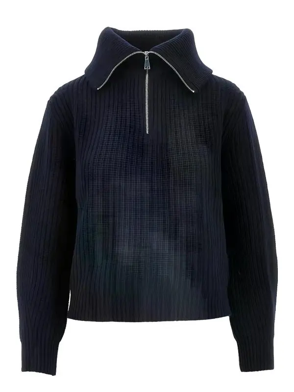 Max Mara Half-zip Ribbed-knit Sweater - Blue