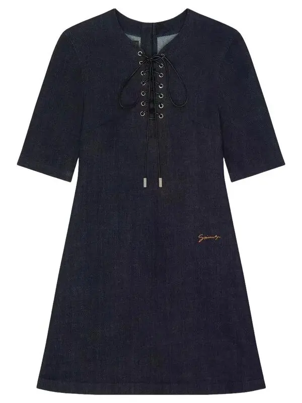 Givenchy Lace-up Denim Mini Dress - Blue